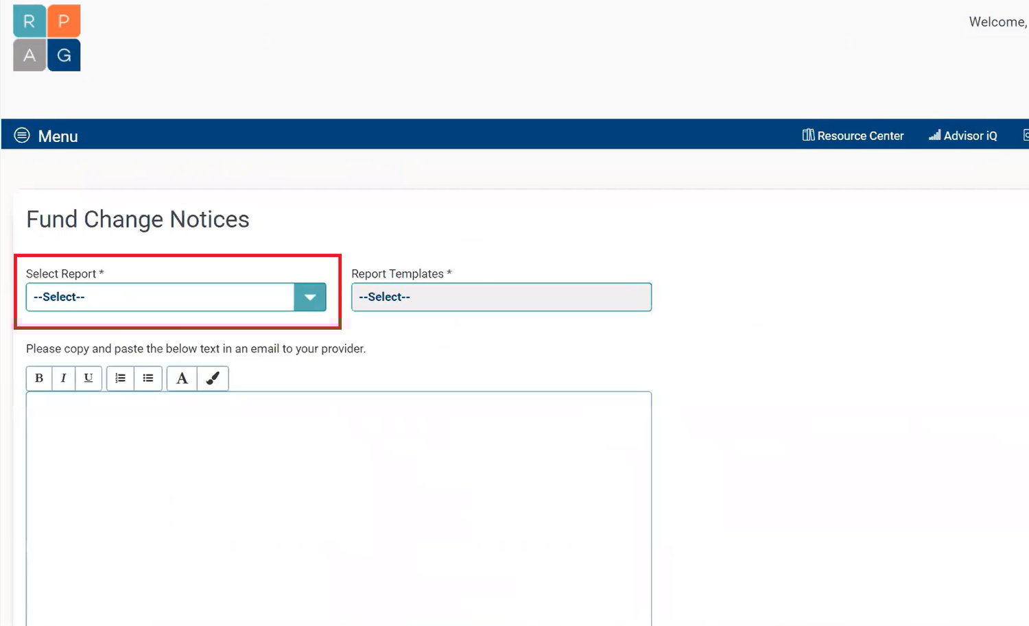 Automated Fund Change Notice